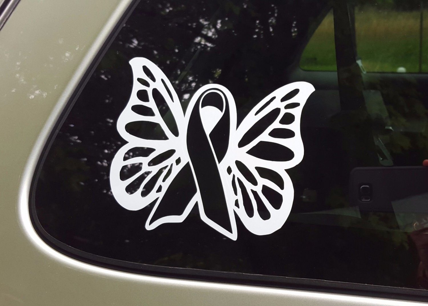 Melanoma Skin Cancer Awareness Butterfly Ribbon Decal Sticker for Car ...