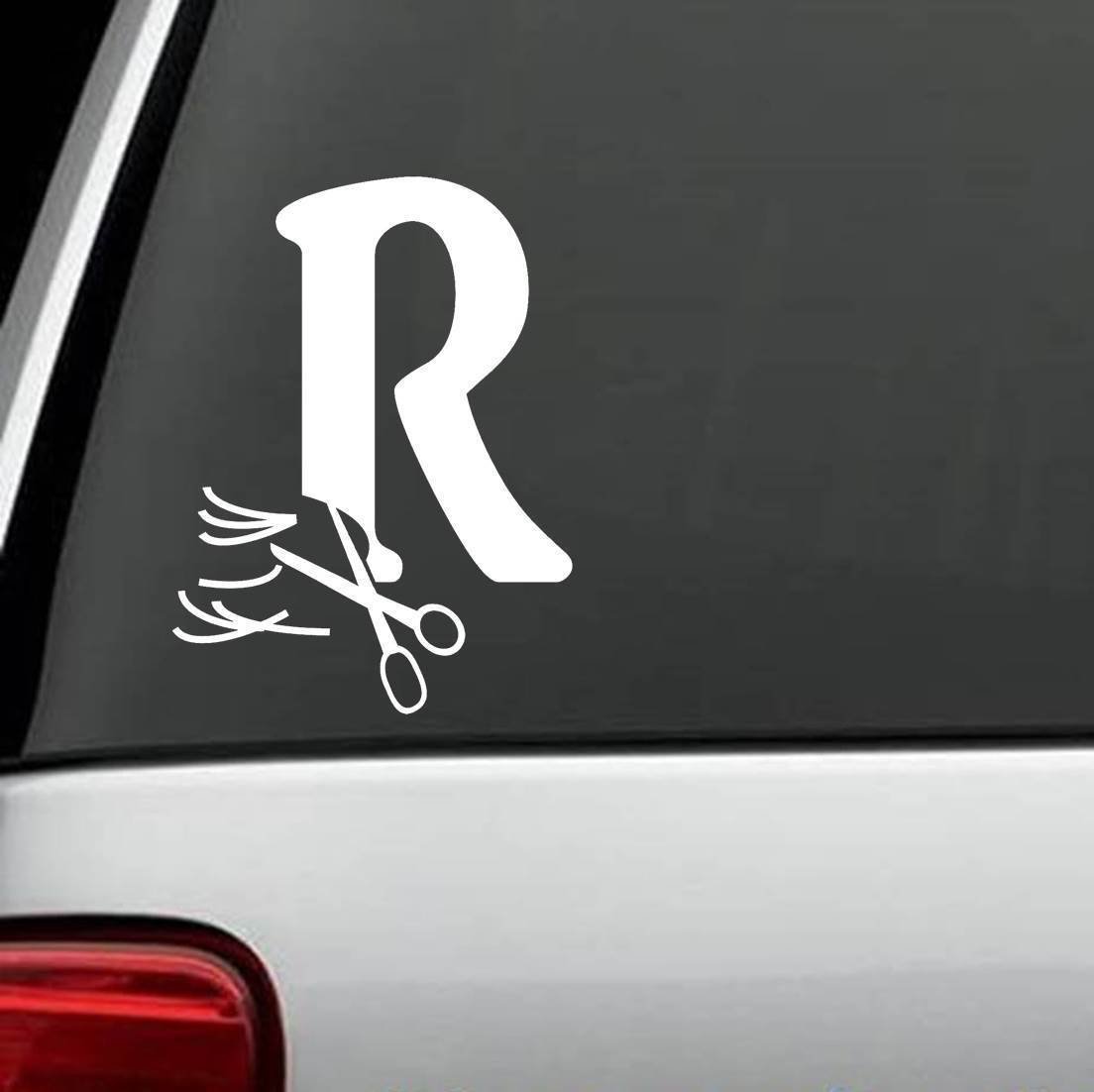 E1066 Letter R Hairdresser Hairstylist Salon Decal Sticker Curling ...