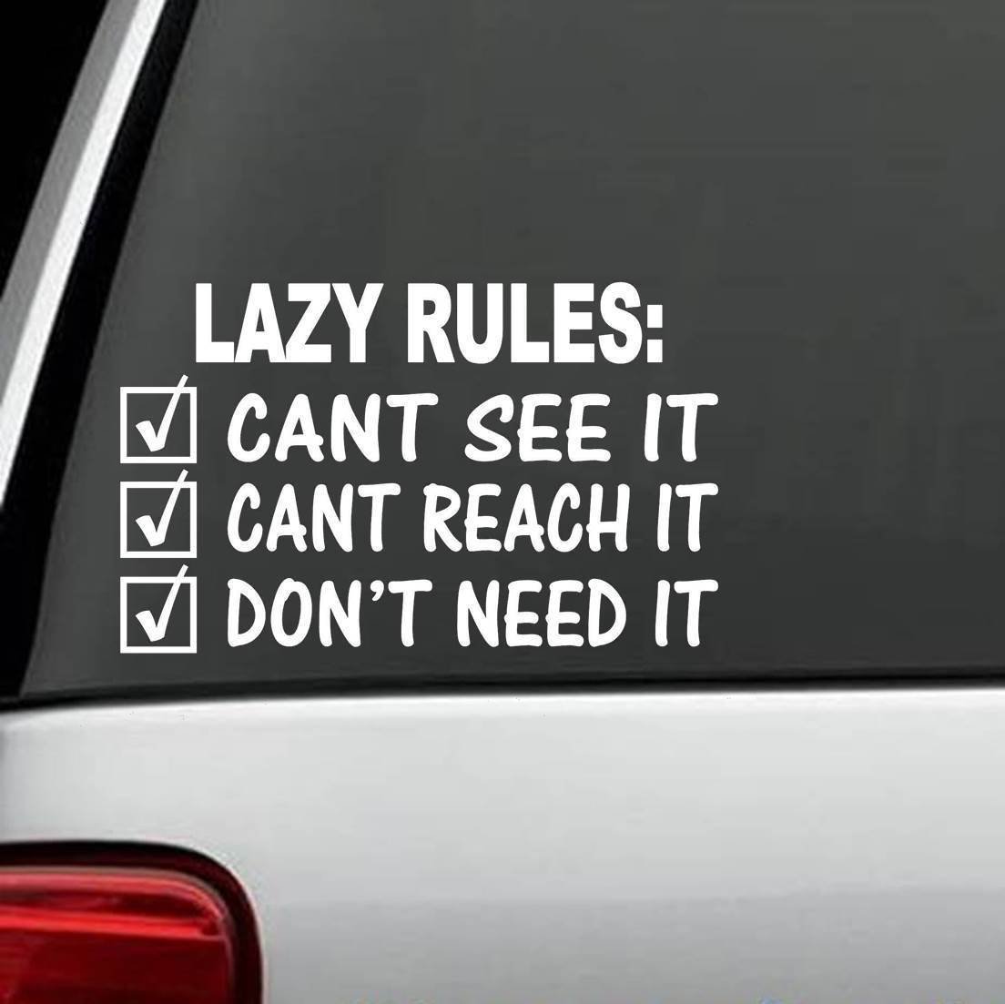 LAZY RULES Decal Sticker for car truck suv van window funny college ...