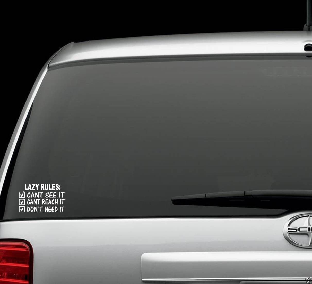 LAZY RULES Decal Sticker for car truck suv van window funny college ...