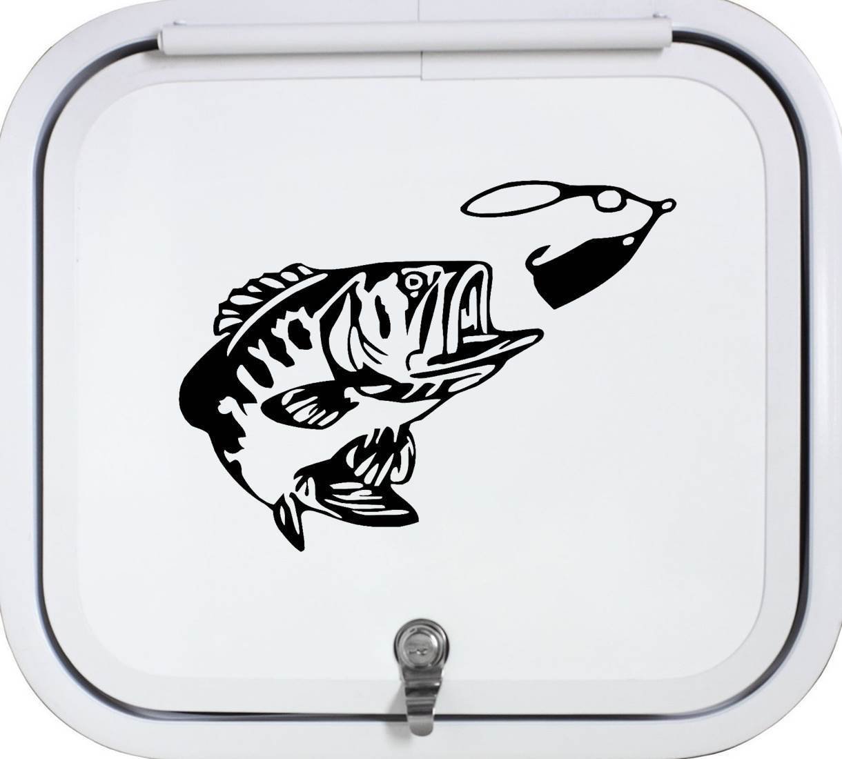 Black Bass Fishing Spinner Bait Lure Decal Sticker Car SUV Boat Trailer ...