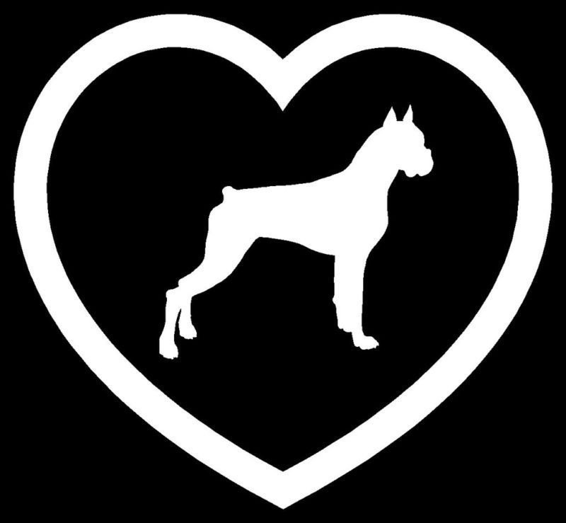 BOXER DOG HEART DECAL VINYL WINDOW STICKER