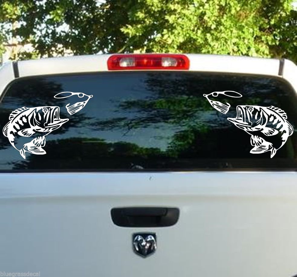 Get 2 LARGE BASS FISHING SPINNER BAIT VINYL DECAL STICKER LAPTOP SUV BOAT