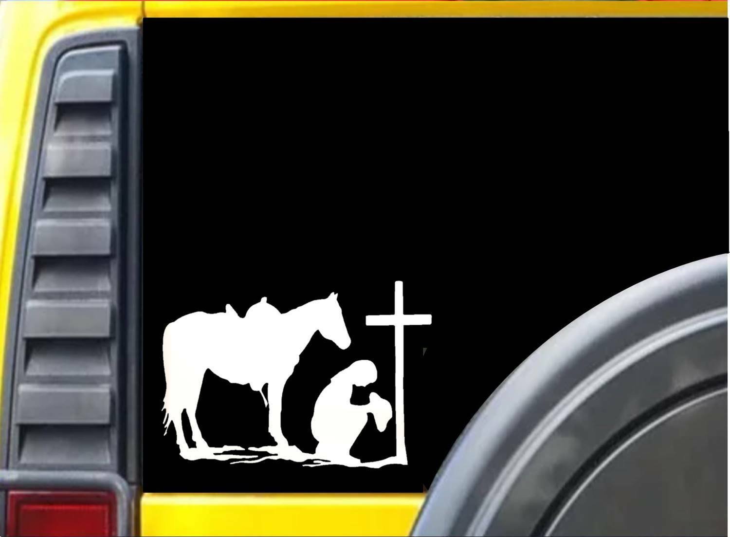 Cowgirl Praying K376 8 inch Sticker Christian cowboy decal