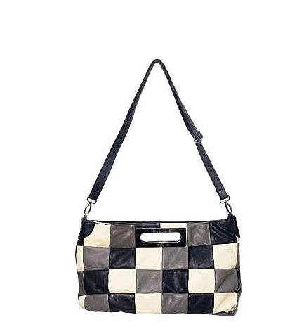Checker Black White Satchel Handbag Purse Fashion Bag
