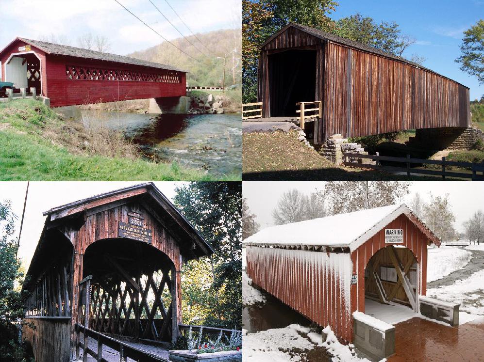 Lot Of 12 Covered Bridge Fabric Panel Quilt Squares