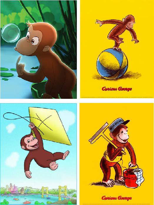 Lot Of 12 Curious George Fabric Panel Quilt Squares