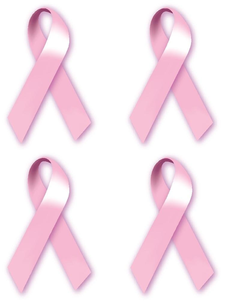 Lot Of 4 Breast Cancer Ribbon Fabric Panel Quilt Squares