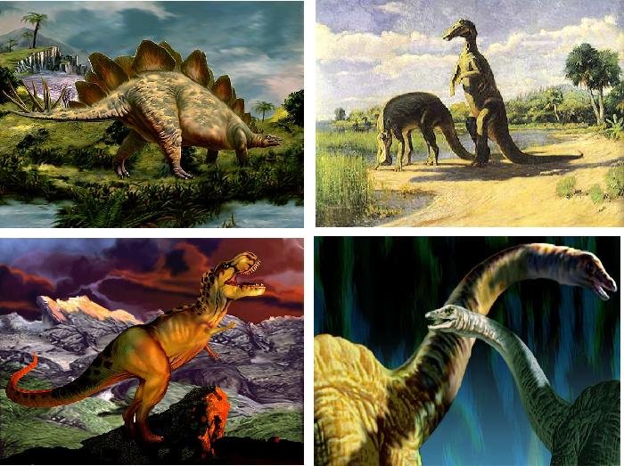 Lot Of 4 Dinosaur Fabric Panel Quilt Squares