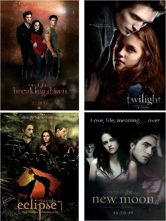 Lot Of 4 Twilight Saga Fabric Panel Quilt Squares