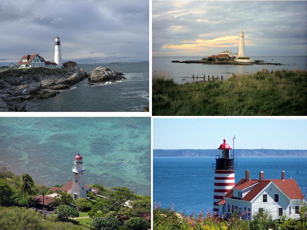 Lot Of 12 Lighthouses Fabric Panel Quilt Squares