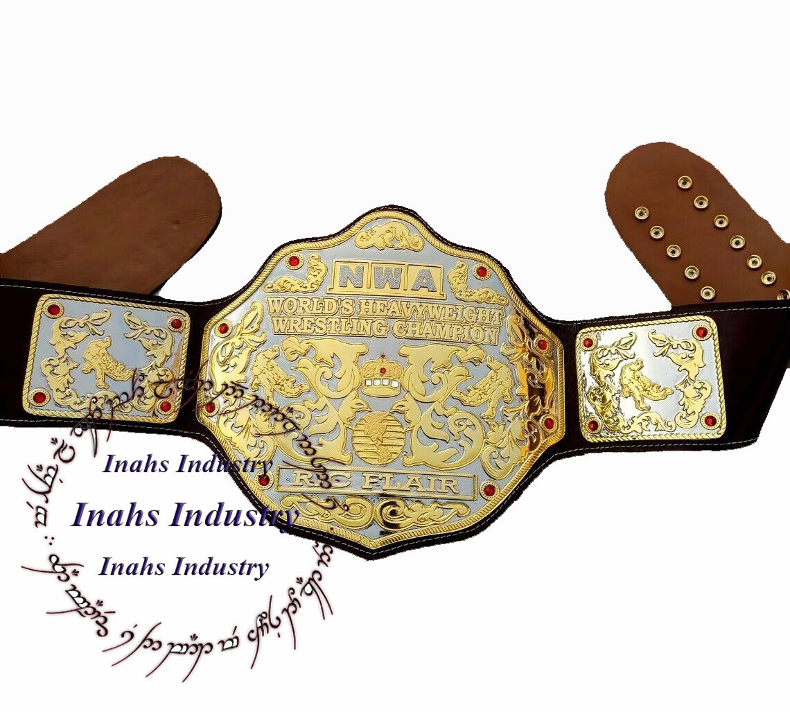 NWA Big Gold Heavyweight Championship Belt Replica,Dual Plating Adult Size Belt 4mm Zinc