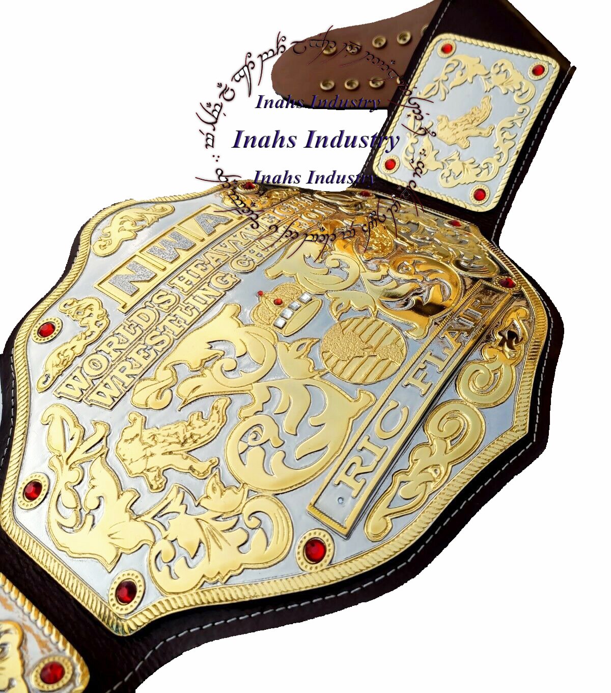 NWA Big Gold Heavyweight Championship Belt Replica,Dual Plating Adult Size Belt 4mm Zinc