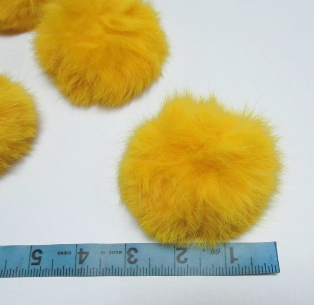5 piece Handmade Dyed Yellow Color Rabbit fur boa ; fluffy Thick ...