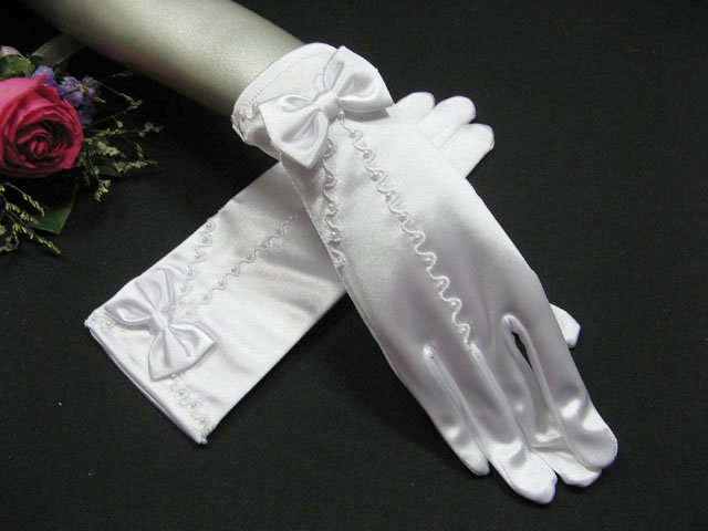 Wrist Fancy Satin white Bridesmaid gloves;Dancer Opera Accessories ...