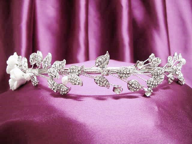 Fancy Silver Bridal tiara;Wedding Headband;Rhinestone Dancer Opera ...