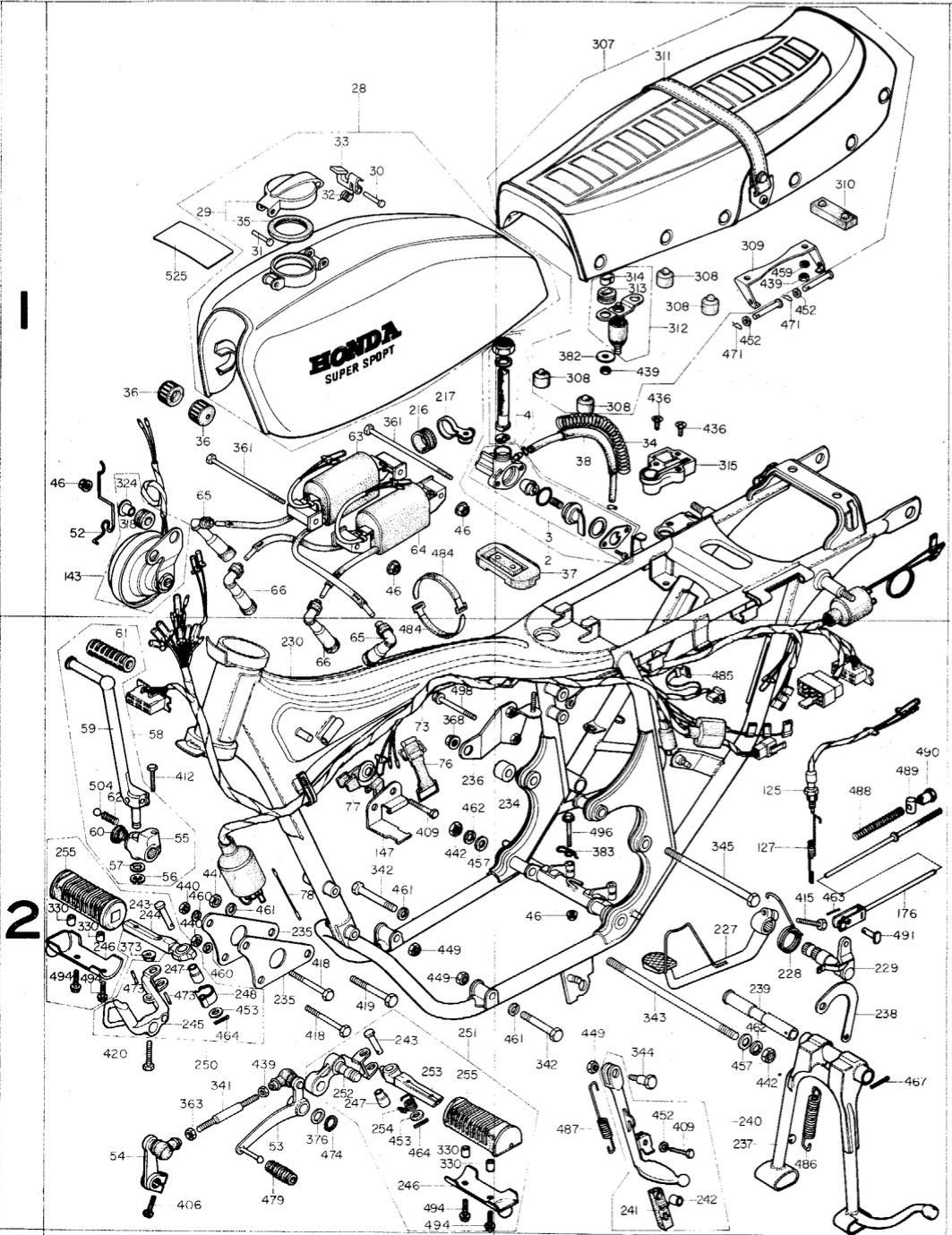 1975 1976 HONDA CB400F SS XRAY PARTS SPECIFICATIONS