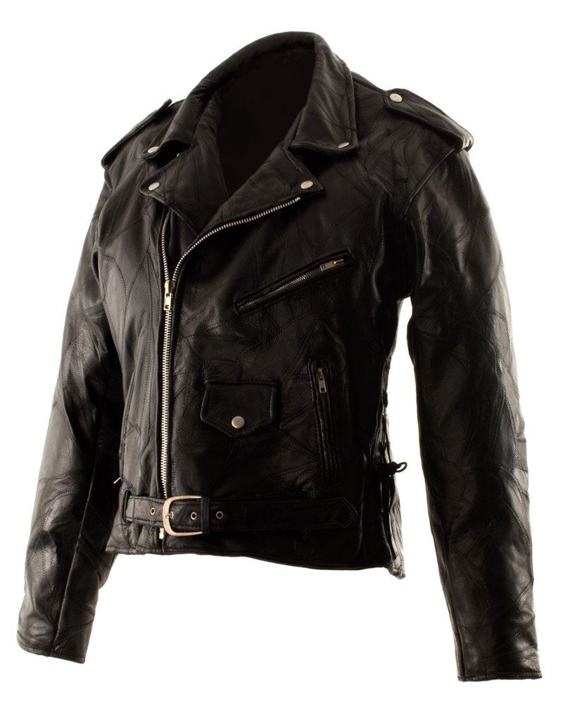 SZ 3XL Classic Design Patchwork Leather Motorcycle Jacket SWDSIHH112-3X