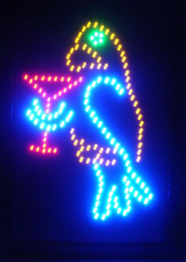 SWEDLEDParrot - 18x12 Parrot w/Martini Glass Motion LED Sign