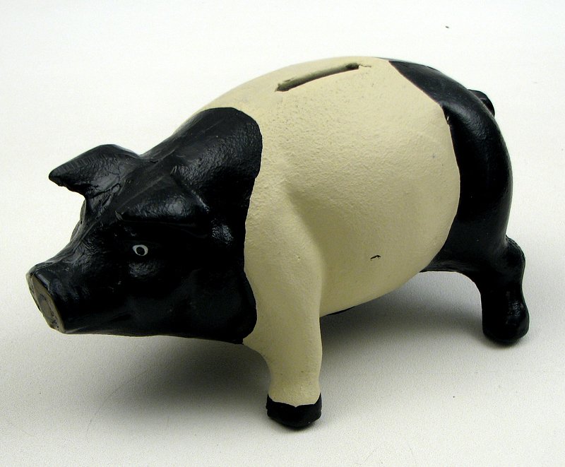 Cast Iron Pig Bank BlackWhite - SWIWG 0170S-04616
