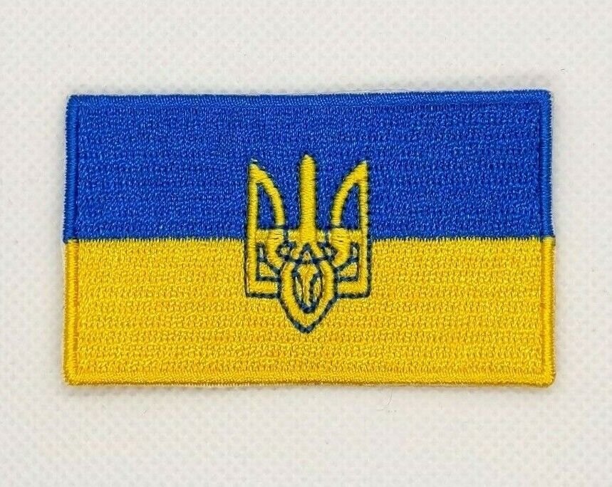 Ukraine Trident Flag Patch Embroidered Iron On Applique Ukrainian