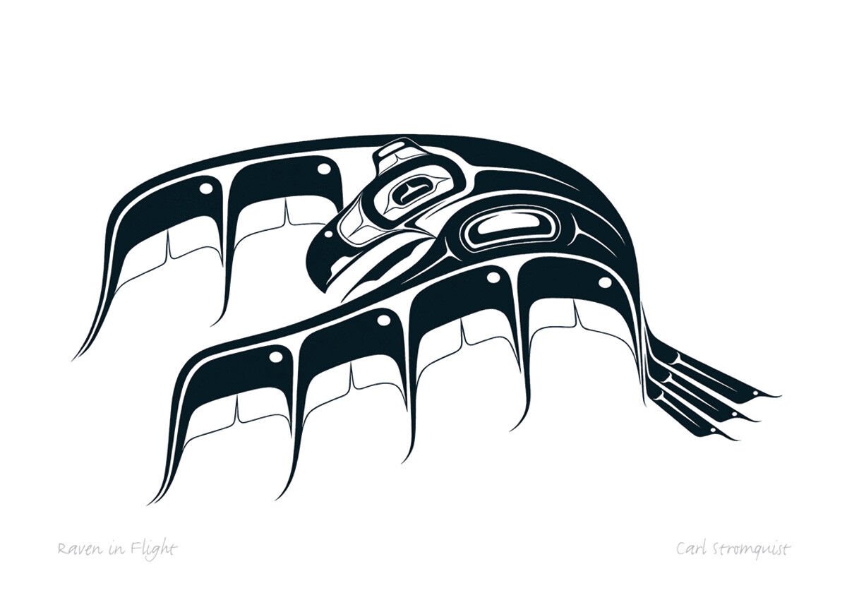 Raven in Flight Carl Stromquist Art Card Interior Salish Native ...