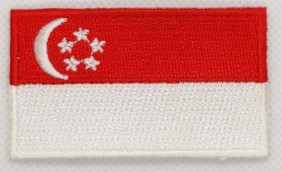 Singapore Flag Patch Embroidered Iron On Applique Singaporean