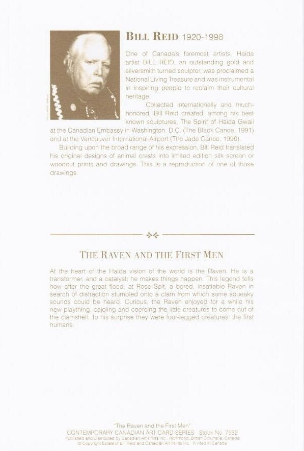 The Raven and the First Men Bill Reid Gold Embossed Art Card Northwest ...