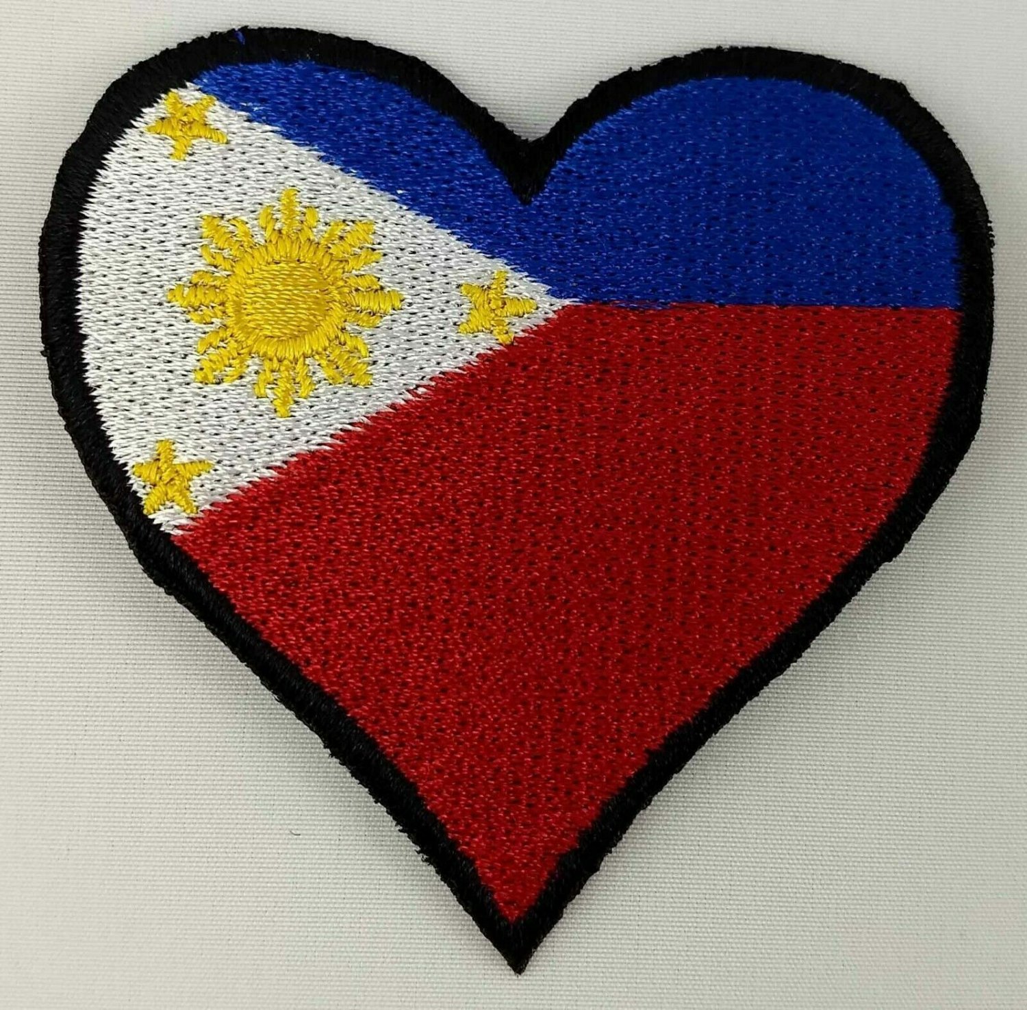 Philippines Heart Flag Patch Badge Embroidered Iron On Applique