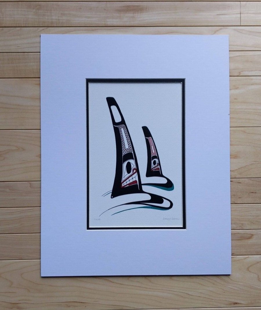 Orcas by Danny Dennis 11"x14" Matted Art Print Tsimshian Native