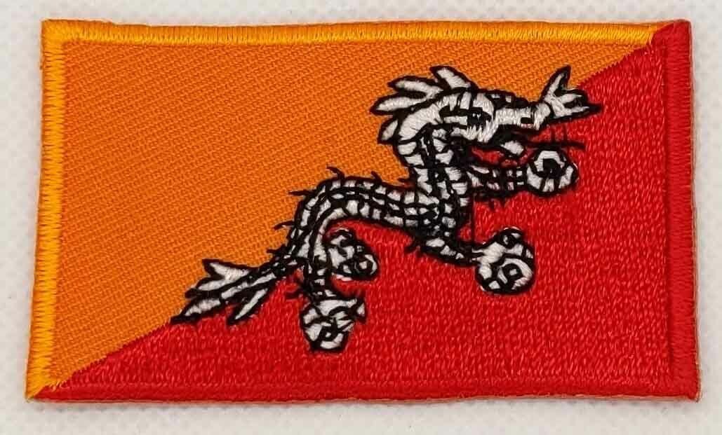 Bhutan Flag Patch Embroidered Iron On Applique Bhutanese