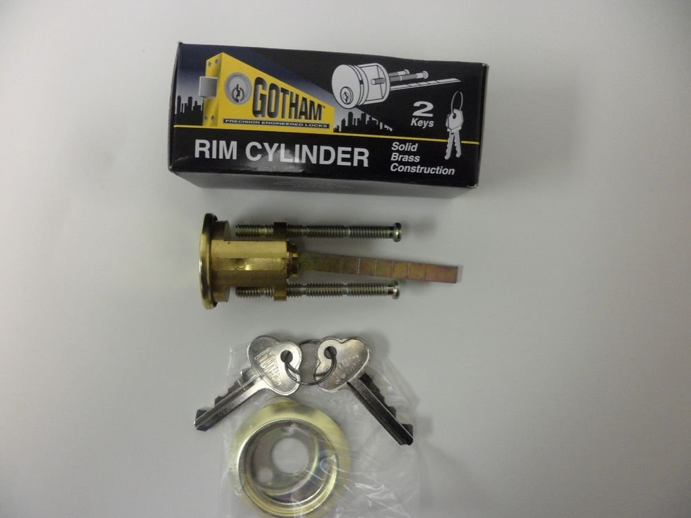 NEW GOTHAM RIM CYLINDER LOCK SOLID BRASS CONSTRUCTION, 2 KEYS, 9650E