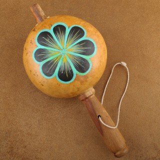 Vintage Hopi Flower Hand Painted Dance Rattle