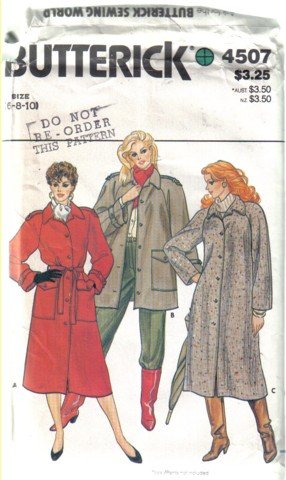 Misses’ Butterick 4507 Coat and Jacket Patterns Sizes 6, 8 & 10 uncut