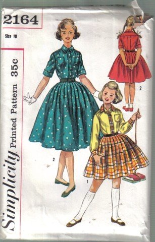 Simplicity Vintage Girls One-Piece Dress Size 10 no, 2164