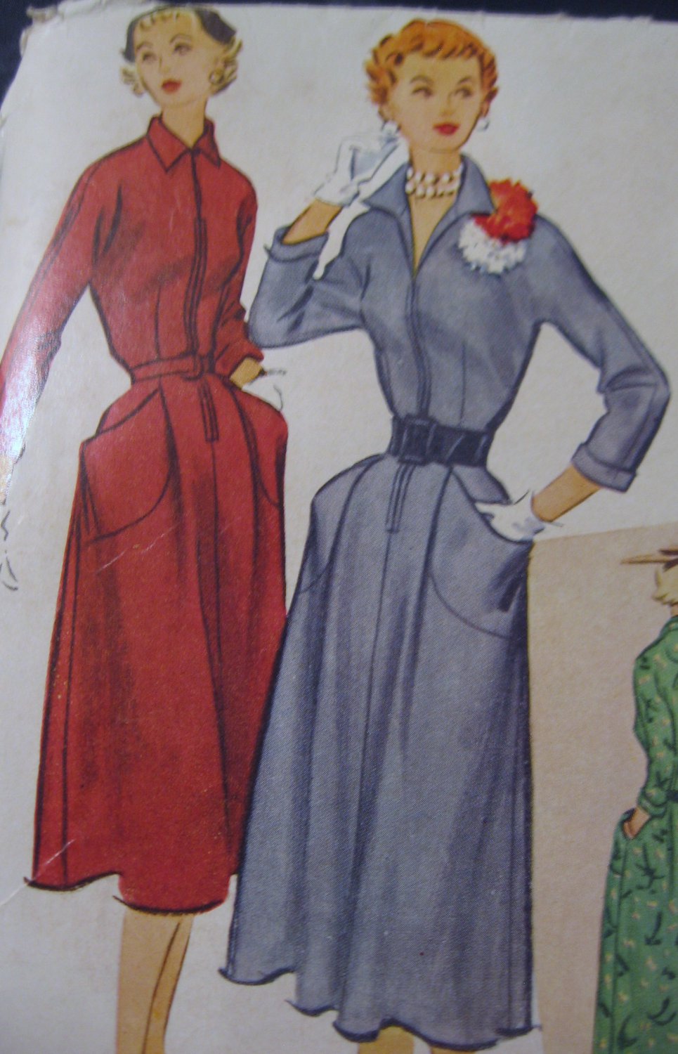 Vintage Front Zipper Dress Sewing Pattern McCalls No. 9065 Sz 18