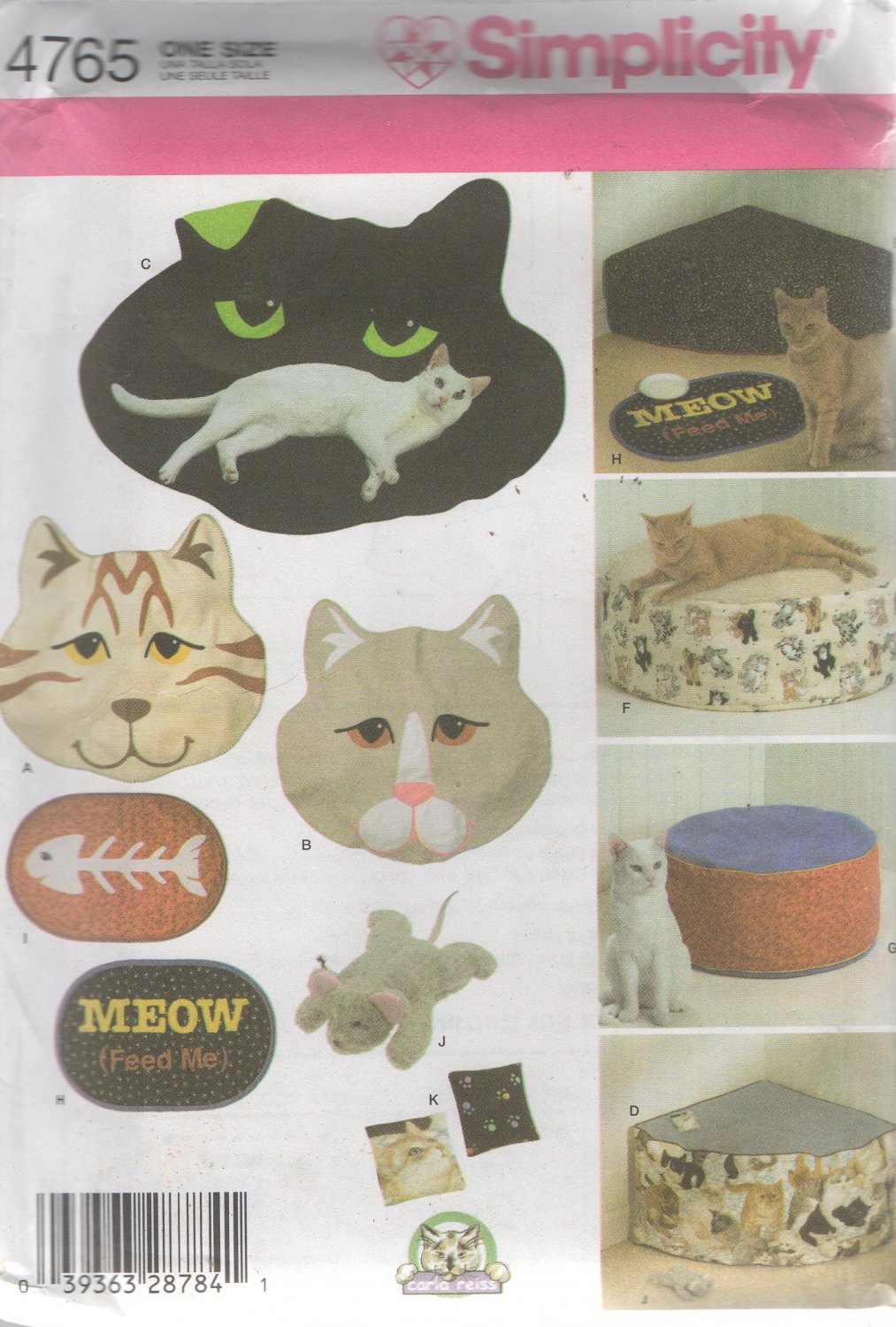 Cat Bed and Accessories Sewing Pattern, Mat, Catnip Toys, Simplicity ...