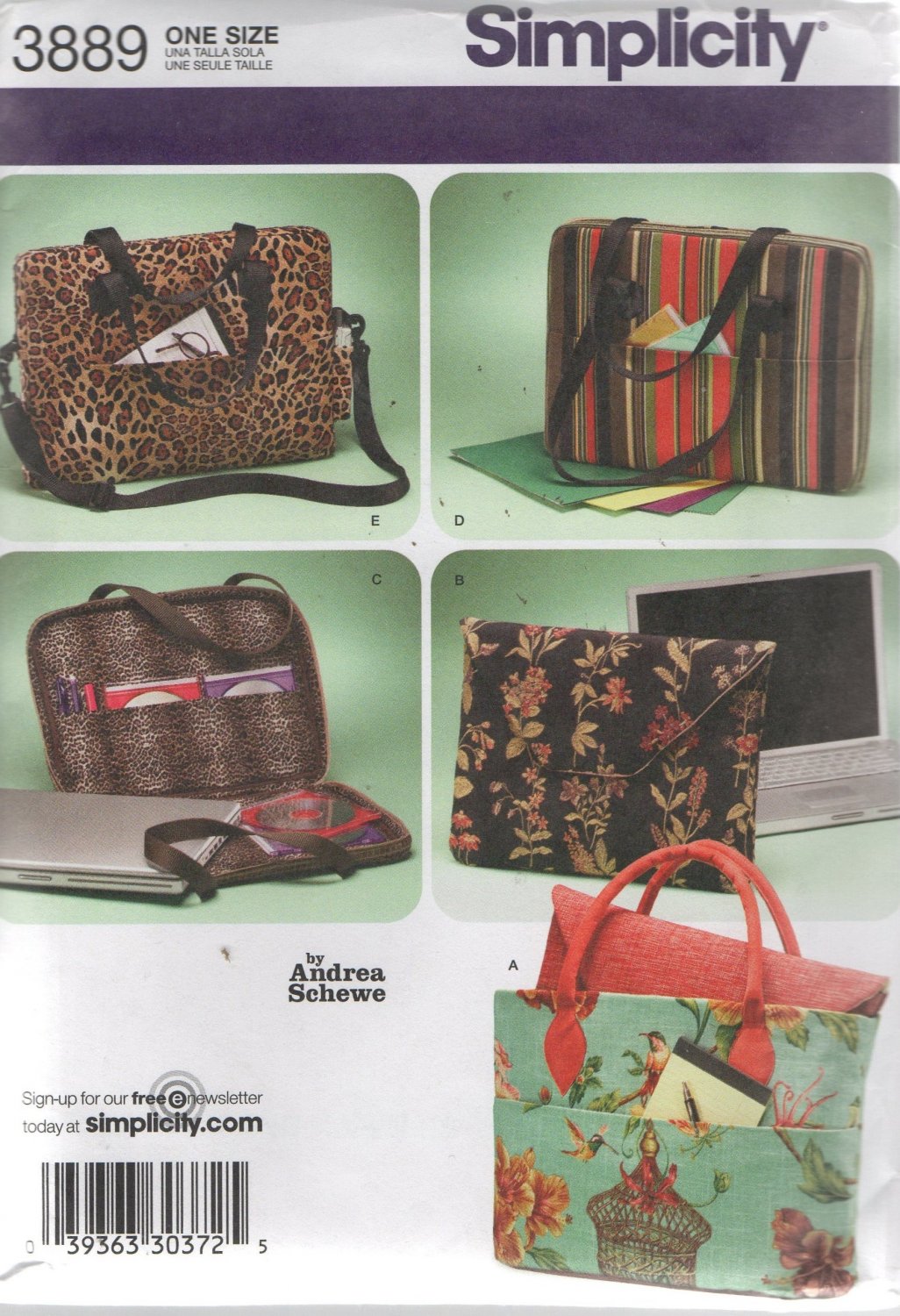 Laptop Computer Bags Sewing Pattern Simplicity 3889 Uncut