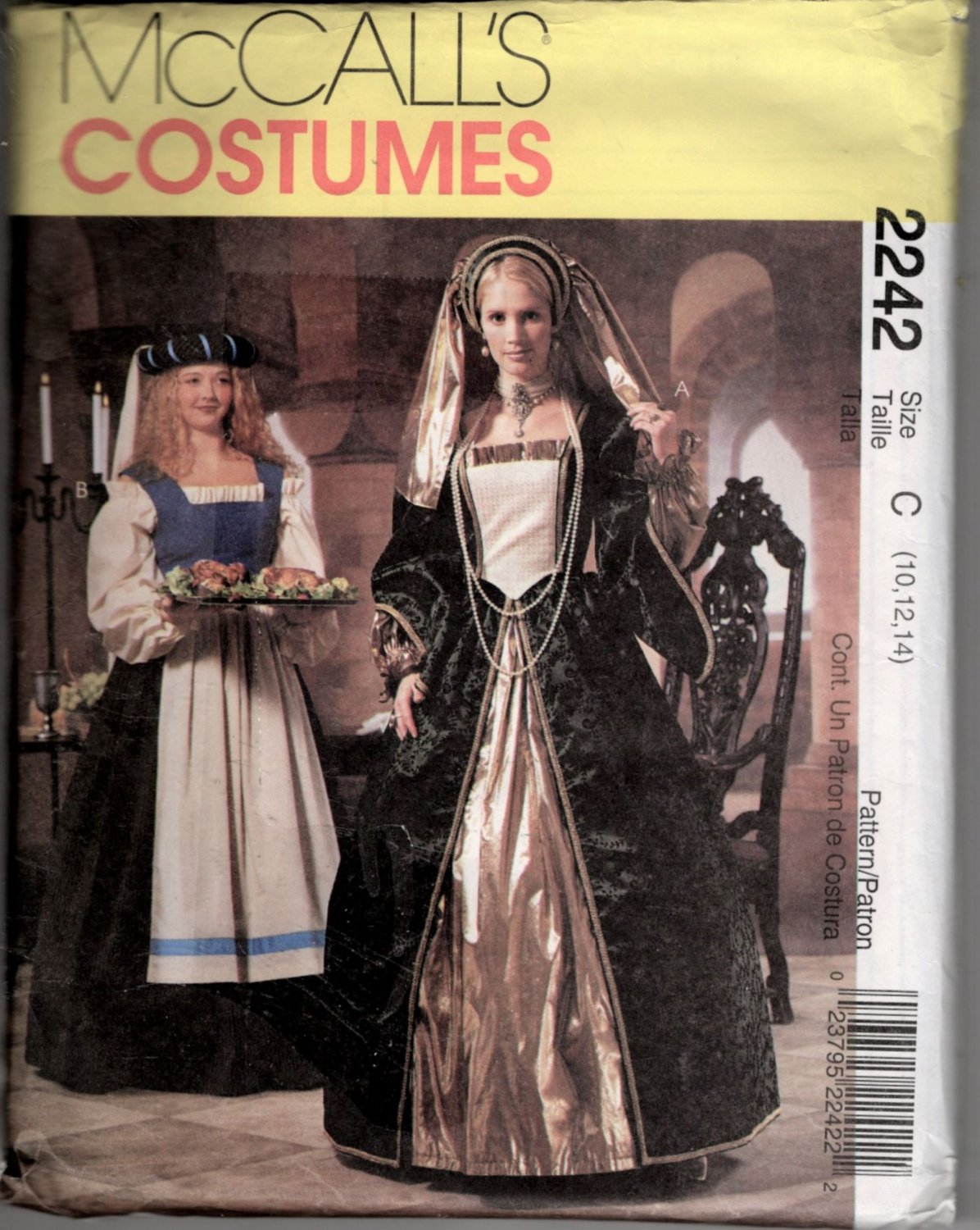 Misses Adult Renaissance Costume Sewing Pattern McCalls 2242 Sizes 10 ...