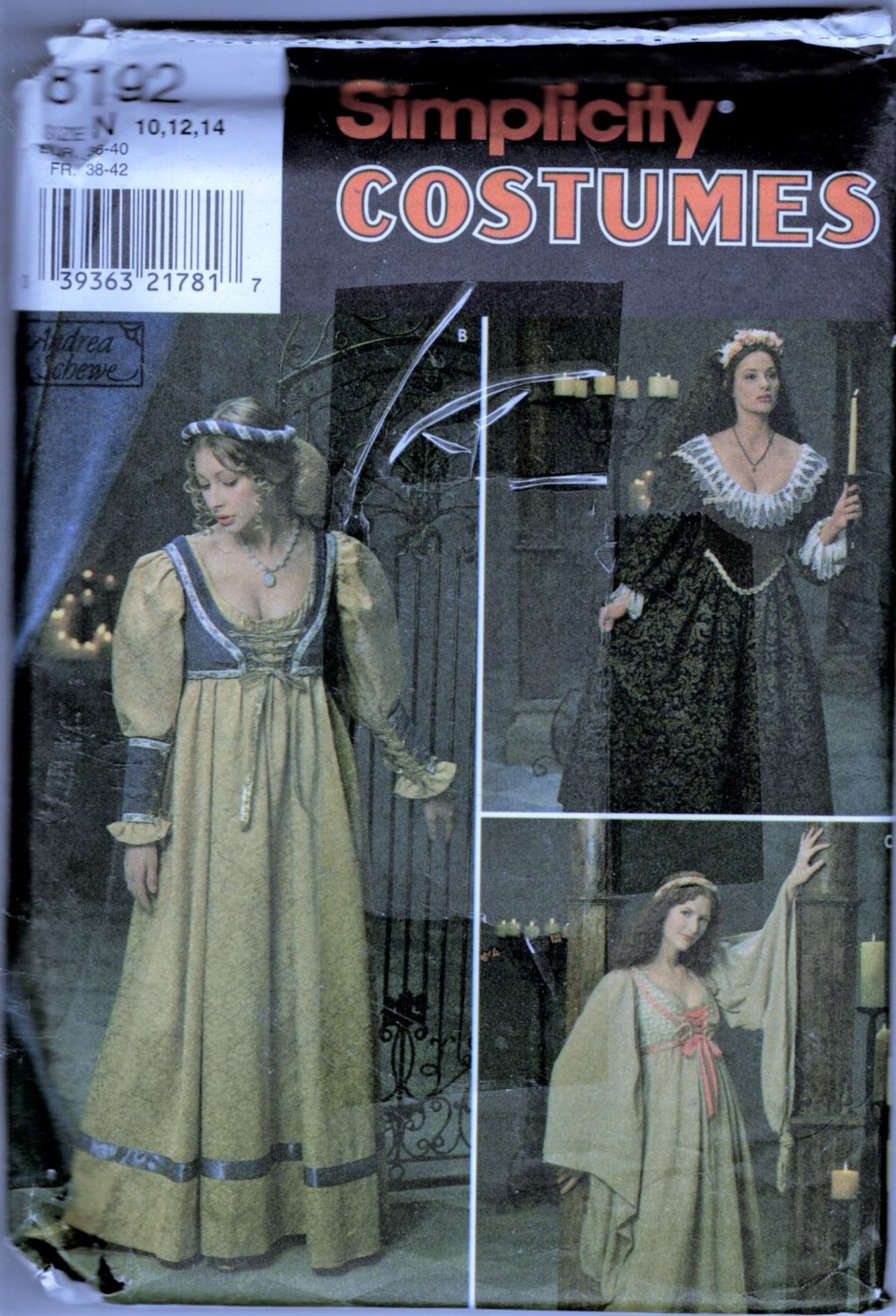 Misses Adult Costume Sewing Pattern Simplicity 8192 Sizes 10 12 14 Uncut