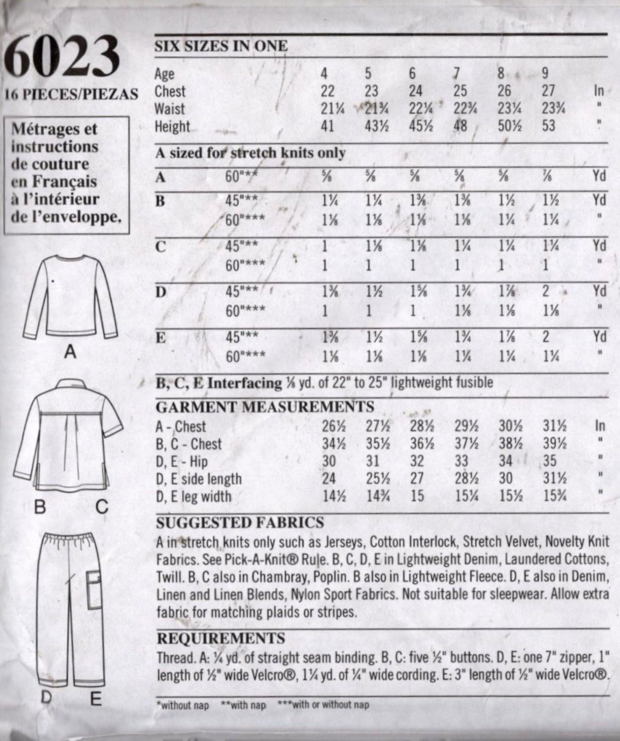 Pullon Pants and Shirt Sewing Pattern New Look for Kids 6023 Size 4 - 9 ...