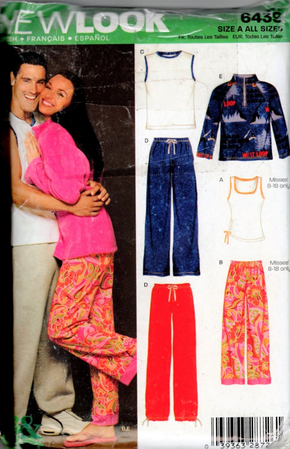 Unisex Pants, Top &Jacket Sewing Pattern For Knit Fabrics New Look 6439 ...