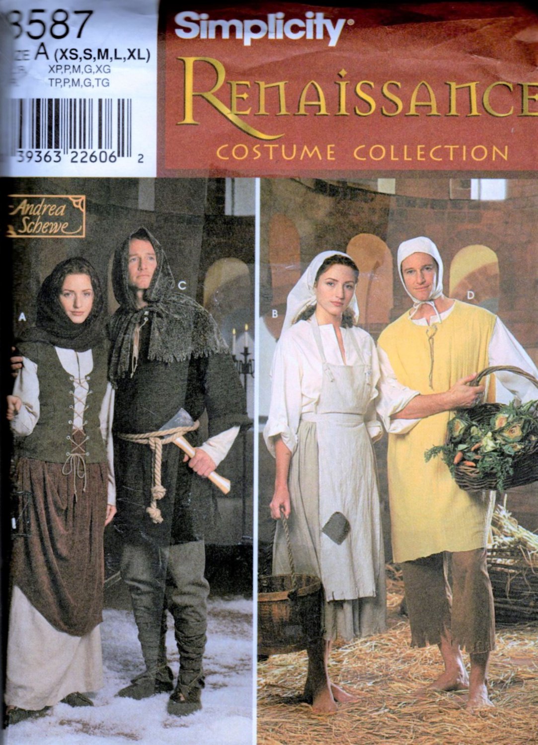 Adult Misses, Mens Teens Renaissance Costume Sewing Pattern Simplicity ...