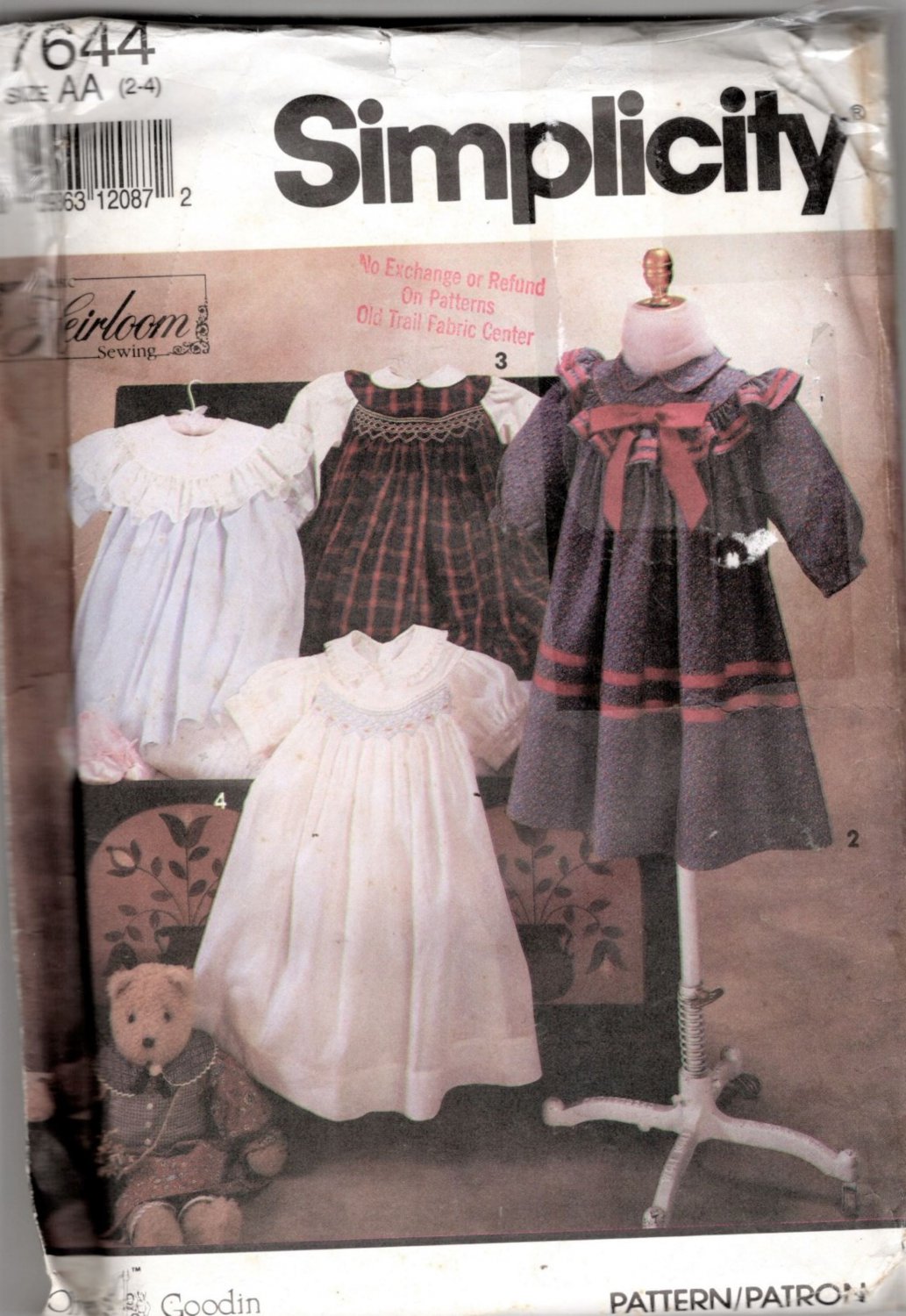 Girls Dress Smocking Variations Sewing Pattern Simplicity 7644 sizes 2 ...