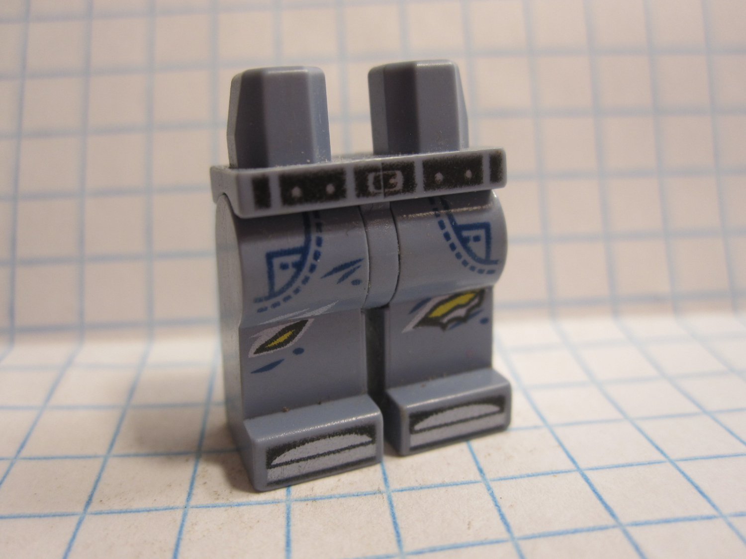 Lego part #970c00pb0718: Sand Blue Hips & legs w/ Black Belt, Pockets ...