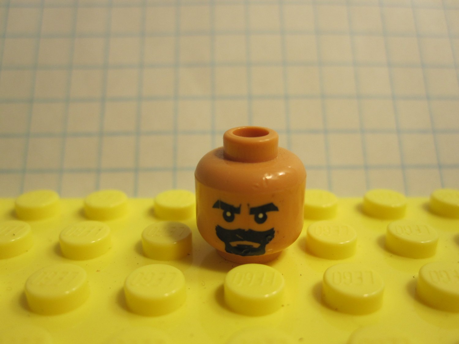 Lego Head #3626pb0380: Nougat- Black Beard van Dyke w/ Thick Moustache ...