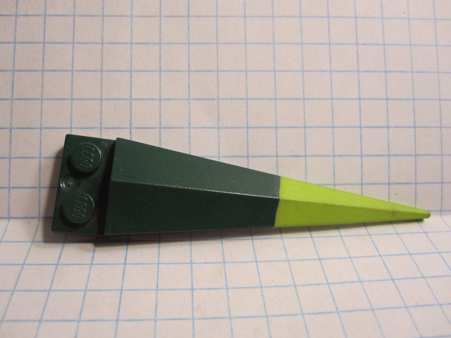 Lego Modified part #61406pb02: Dark Green 1x2 w/ Angular Extension ...