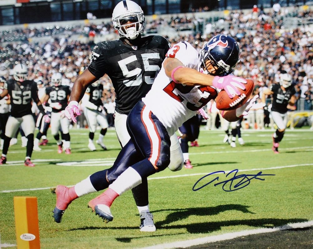 Arian Foster Autographed 16x20 TD Dive Photo- JSA W Authenticated