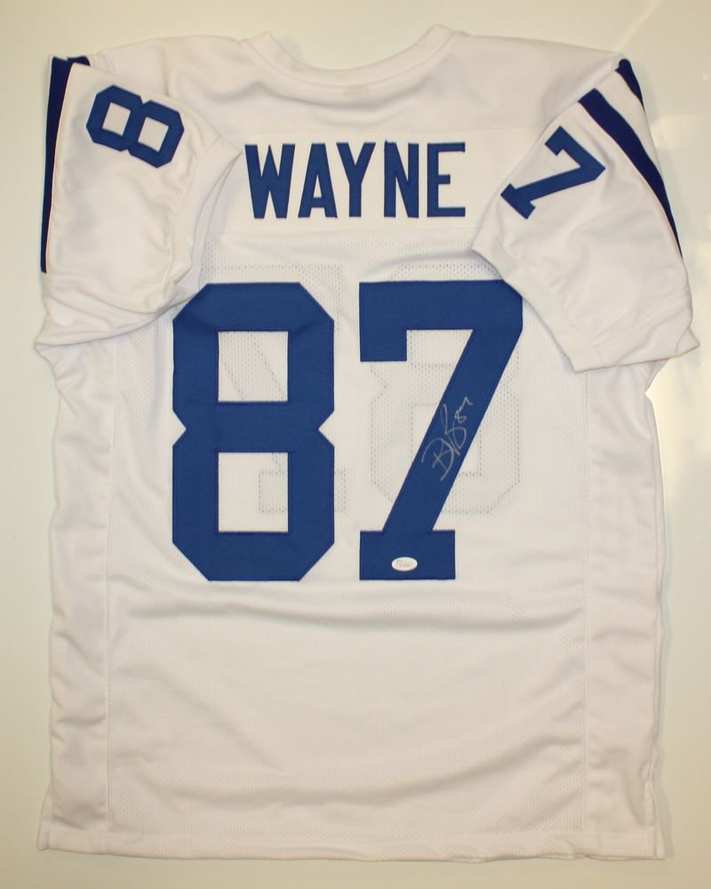 Reggie Wayne Signed / Autographed White w/Blue Jersey- JSA Authenticated