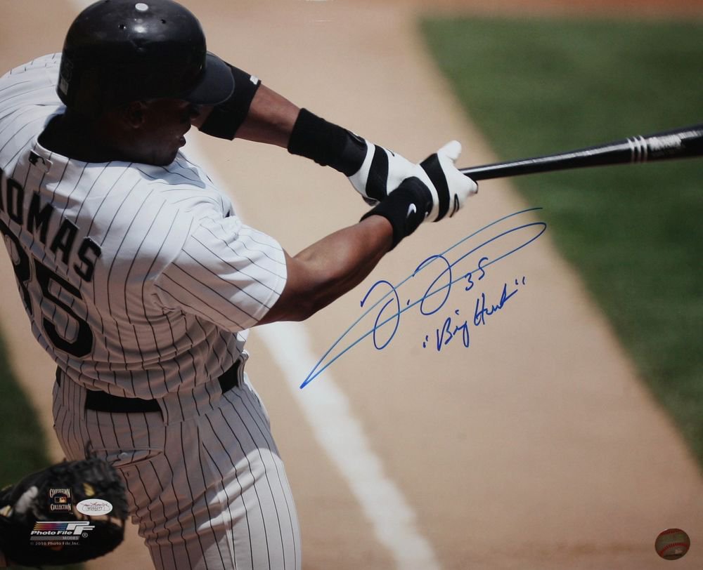 Frank Thomas Autographed 16x20 Swinging Up Close Photo File Photo- JSA ...
